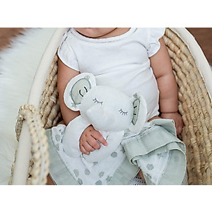lulujo Lovey Blankets| Unisex Security Blanket &amp; Toy| Softest Breathable Cotton Muslin| 15&quot;x15&quot;| Grey Elephant