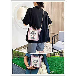 KUANG! Women Fashion Sequin Crossbody Bag Girl's Fun Gasoline Handbag Shoulder Bag for Women Messenger tote Bags (Pink)