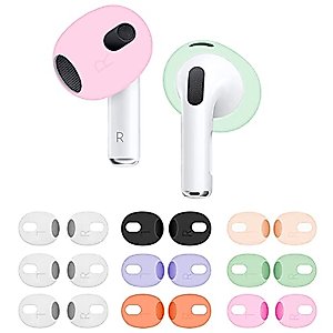 9 Pairs (Fit in Case) Ear Tips Compatible with AirPods 3rd, Replacement Ultra Thin Slim Silicone Eartips Earbuds Gel Cover Accessories Compatible with AirPods 3-3 White Multicolor