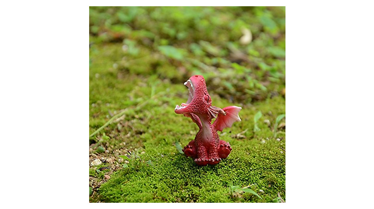 Mini Red Dragon Roaring Figurine - Enchant Fairy Gardens & More