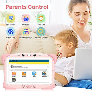 Kids Tablet, 7 inch Tablet for Kids, 32GB Toddler Tablet for Kids with Shockproof Case, Bluetooth, WiFi, Parental Control, Kids App Pre-Installed, Google, Netflix,YouTube