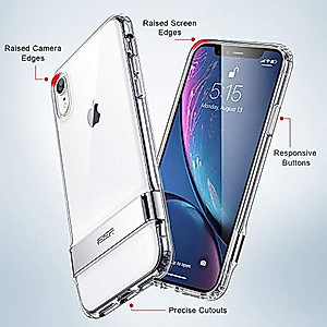 ESR Metal Kickstand Case for iPhone XR, [Vertical and Horizontal Stand] [Reinforced Drop Protection] Flexible TPU Soft Back for The iPhone XR, Clear