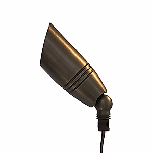 GKOLED UL Listed Solid Brass Landscape Spotlight, Low Voltage Outdoor Directional Uplight, with 5W MR16 LED Bulb & Large Rugged Slot Spike, 12V AC/DC Garden Patio Spot Up Light