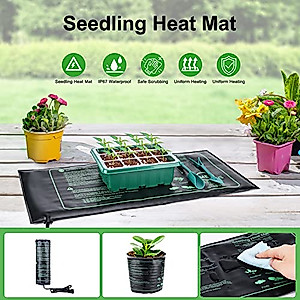 Winpull Seed Starter Tray with Upgraded Grow Light Seedling Heat Mat, 5 Pack Seedling Starter Trays with Time Controller, Seed Starting Kit with Adjustable Humidity Dome and Base for Plant Germination