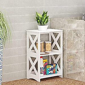 RIIPOO End Bedside Table 3 Tier, White, Bathroom Nightstand Shelf for Small Spaces, Living Room, Office, Dorms