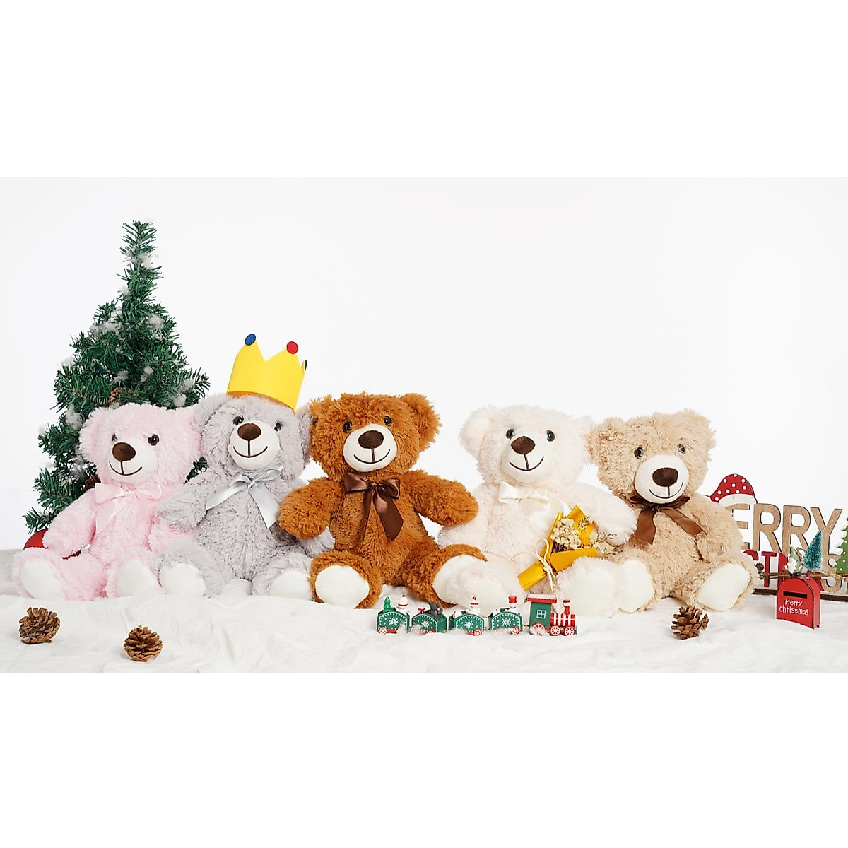 Quaakssi Teddy Bears Bulk 5 Packs Teddy Bear Stuffed Animal Plush Toys 5 Colors Gift for Kid Girlfriend,13.5 Inches Stuffed Bears for Christmas Valentine’s Day Birthday Wedding Party