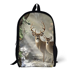 Real Tree Camouflage Deer 17 Inches Unisex Laptop Backpack Lightweight Shoulder Bag Travel Daypack