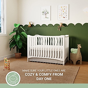 Tadpoles Crib Skirt with Tassel | 28" x 52" with a 14" Drop | Made of 100% Softly Brushed Microfiber Polyester | Easy to Care for | Soft, Smooth, Breathable & Durable | Ideal for Babies | Grey