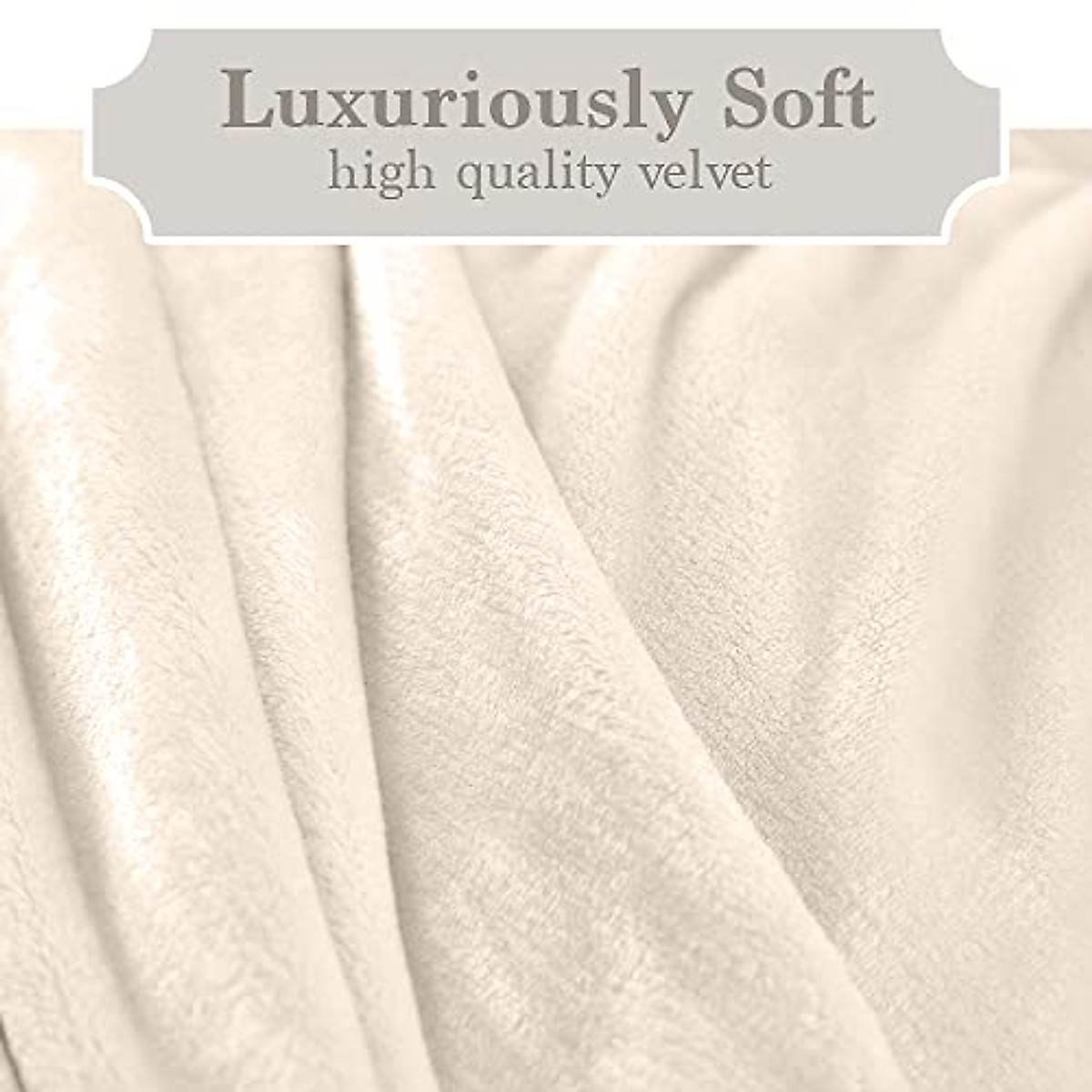 The Connecticut Home Company Throw Blanket, Soft Plush Reversible Velvet and Sherpa, King 108x90, Warm Thick Throws for Bed, Comfy Washable Bedding Accent Blankets for Sofa Couch Chair, Cream
