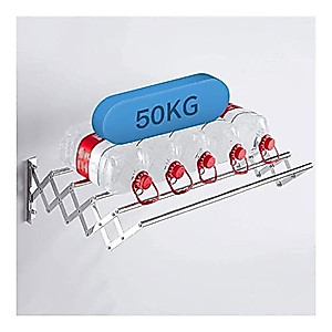 XMCX Wall Mounted Laundry Drying Rack 304 Stainless Steel 5 Rods Collapsible Dryer Towel Rack Home Folding Washing Line Clothes Airer Easy Storage for Indoor Outdoor (Size : 120cm/47.2in)