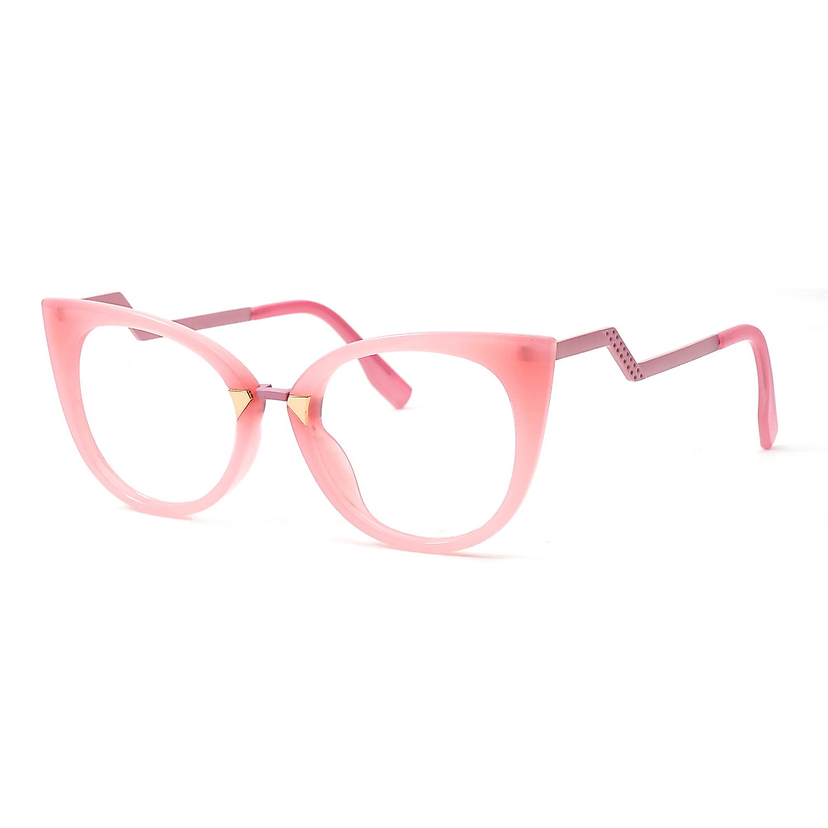 Zeelool Stylish Oversized Cat Eye Glasses Frame for Women with Non-prescription Clear Lens Jacqueline FP0669-03 Pink