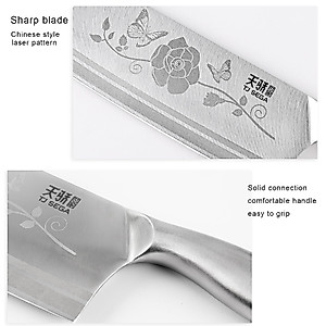 Vegetable Cleaver Knife 7.4 Inch, Ultra Sharp Chinese Chef's Knives, Full-tang Meat Cleaver 30Cr13 Steel Blade Thickness 2.1 mm, TJ SEGA Series TC1506