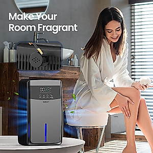 AlohaAir Dehumidifier for Home with Drain Hose, 95 OZ Dehumidifiers for Room, Quiet, Aromatherapy, Timer, Auto Shut-off, Dehumidifiers for Bathroom, Bedroom, Closet, RV & Basement