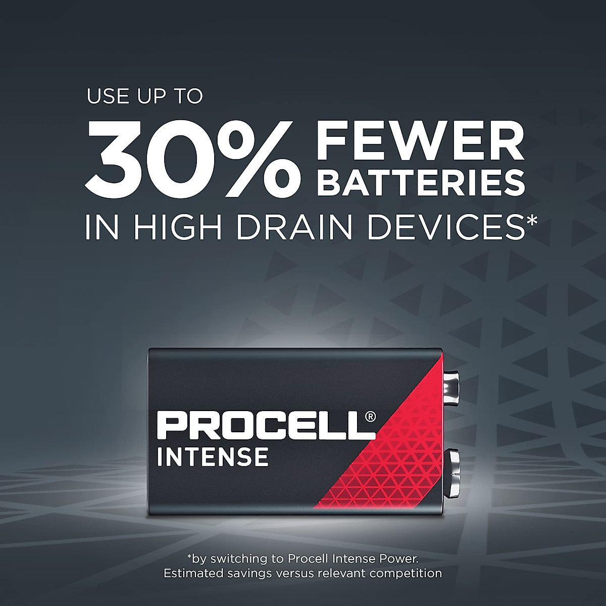 PROCELL Alkaline Intense 9V Batteries, 9-Volt Alkaline for High Drain Professional Devices, 9V Battery with Long-Lasting Power, All-Purpose 9V Industrial Batteries, 72-Count Bulk Pack