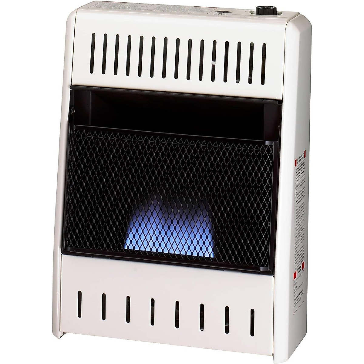 ProCom ML100TBA-B Ventless Propane Gas Blue Flame Space Heater with Thermostat Control for Home and Office Use, 10000 BTU, Heats Up to 500 Sq. Ft., Includes Wall Mount and Base Feet, White