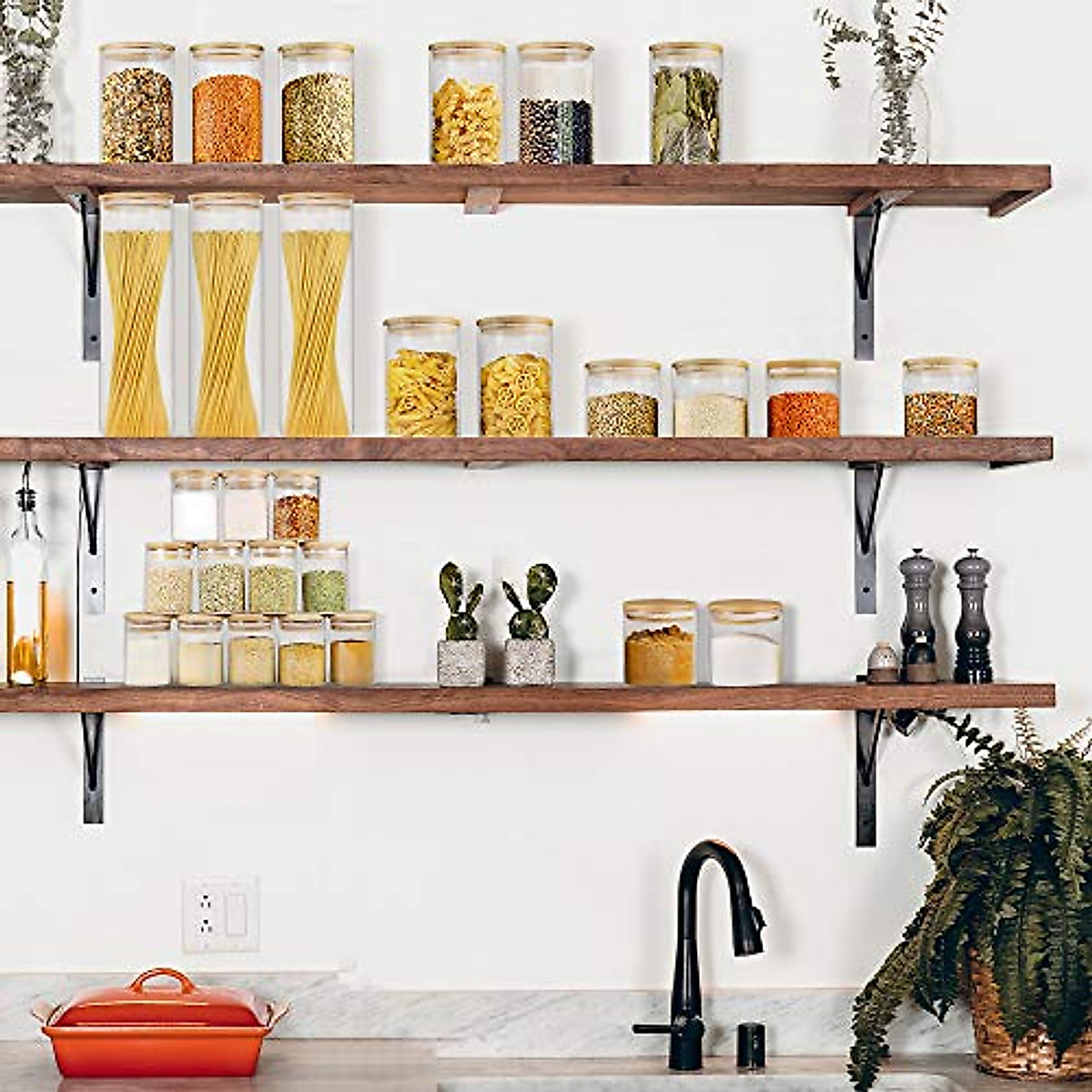 ECOEVO Glass Jars with Bamboo Lids, Glass Food Jars and Canisters Sets, 9 Pack of 16oz