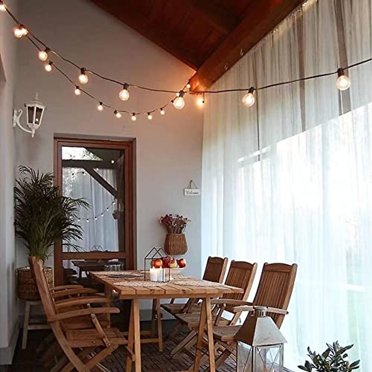 FRIXCHUR 49 FT Black Outdoor String Lights Waterproof Connectable Hanging Lights for Backyard Porch Deck Garden E26 Socket Base Patio Lights (Light Bulb not Included)
