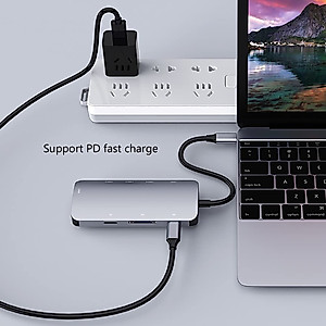Port Expander USB C Docking Station USB C Hub 8-in-1 USB C Adapter with HDMI, 60W PD, 1Gbps Ethernet, 3 USB 3.0 Ports, SD/TF Card Reader USB Splitter