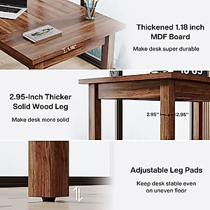 Tribesigns 70 Inch Large Desk, Wood Farmhouse Office Computer Desk Writing Study Desk for 1-2 Person, Executive Desk with Thickened Frame and Board