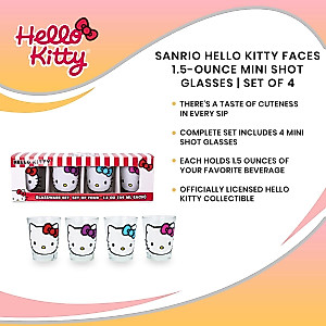 Silver Buffalo Sanrio Hello Kitty Faces 1.5-Ounce Mini Shot Glasses | Set of 4