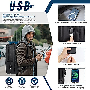 C-Kvkechos Backpack for Men Travel Backpack 17.3 inch Laptop Anti Theft Backpack Lightweight Backpack Backpack with Charger Water Resistant Black Backpacks for Work Office