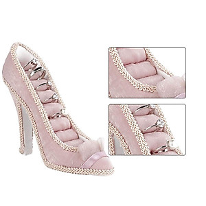 Fashion Jewelry Display Stand, Sparkle Silver High Heel Ring Holder, Jewelry Rack, Model Dress High-heeled Shoes Earring Necklace Ring Jewelry Holder Stand Display for Girls Bridal Gift(04)