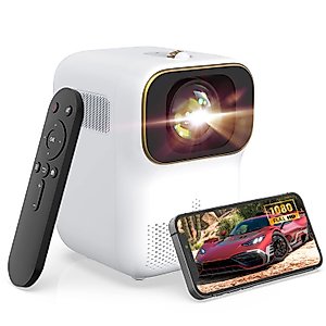 Mini Projector, WEWATCH WiFi Native 1080P Portable Projector, Outdoor Video Projector Built-in 3W Dual Speaker with HDMI for TV stick, iOS, Android