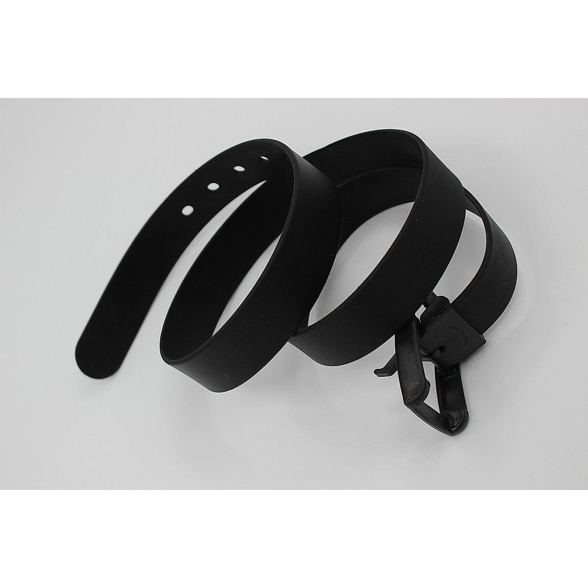 MESHIKAIER Candy Colour Unisex Adjustable Rubber Silicone Belt with Plastic Buckle (Black)