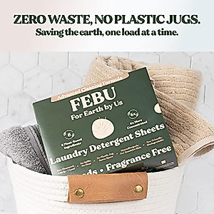 FEBU Eco Friendly Laundry Detergent Sheets | 96 Loads, Fragrance Free | 6x More Cleaning Power With Only 8 Plant-Based Ingredients | Hypoallergenic Laundry Sheets | Zero Waste Laundry Soap Sheets