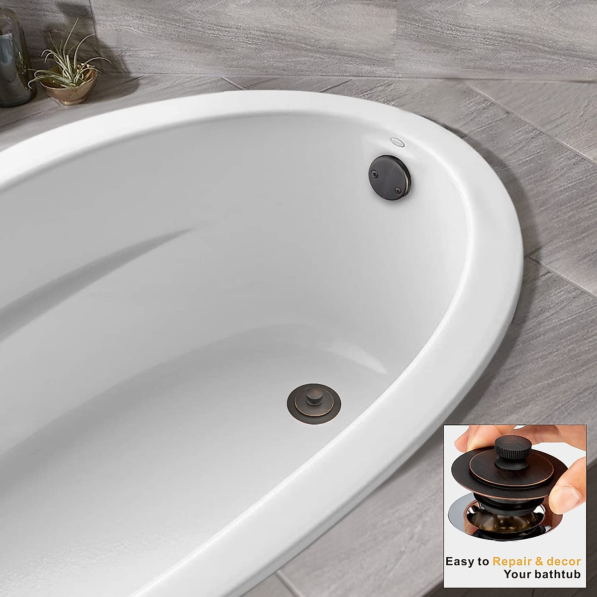 Artiwell Universal Lift and Turn Bath Drain Stopper and Cover, Bathtub Drain Stopper, Replaces Lift and Turn, Tip-Toe and Trip Lever drains for Tub, EZ Installation and Clearing (Oil Rubbed Bronze)