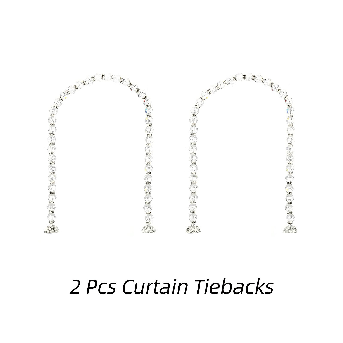 SUQ I OME 2 Pack of Crystal Beaded Curtain tiebacks Magnetic Curtain Tiebacks Holdbacks Curtain Clips Curatin Holder Blingbling Curtain Holdbacks for Drapes (40cm)