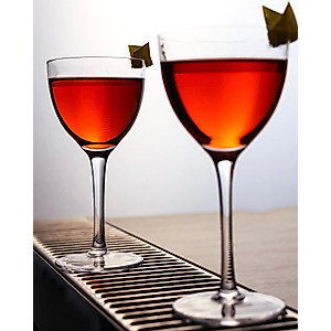 Nick and Nora Coupe Cocktail Glasses - Handblown Set of 2, Small Plain Vintage Coupe Glass to Serve a Manhattan, Martini, Aperitif, Algonquin, or Port Wine, 5-ounce (Plain, 2)
