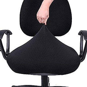 smiry Stretch Jacquard Office Computer Chair Seat Covers, Removable Washable Anti-dust Desk Chair Seat Cushion Protectors - Black