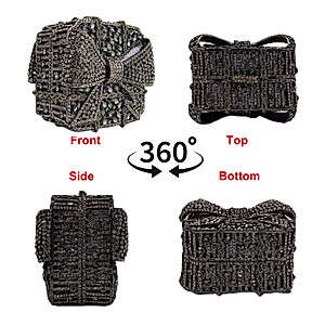 Bowknot Cute Crystal Box Clutch Glitter Evening Bag Women Rhinestone Handbags Purses Party Wedding(Gunmetal)