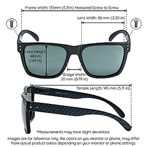 X Power ANSI Z87+ Large Black Square Frame Safety Sunglasses with Green Flash Mirror Lenses and Carbon Fiber Temples Impact Resistant Polycarbonate Lens & Frame (Made In Taiwan)
