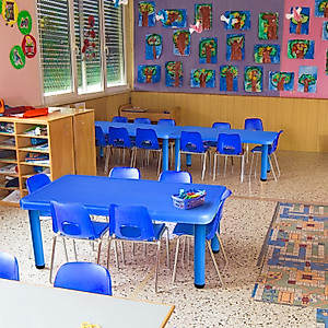 Wesiti Kids Activity Table Rectangular 47.24 x 23.62 Inch Children School Classroom Table Portable Plastic Daycare Preschool Table Kids Play Table Furniture for Boy Girl Reading Drawing (Blue,1 Pcs)