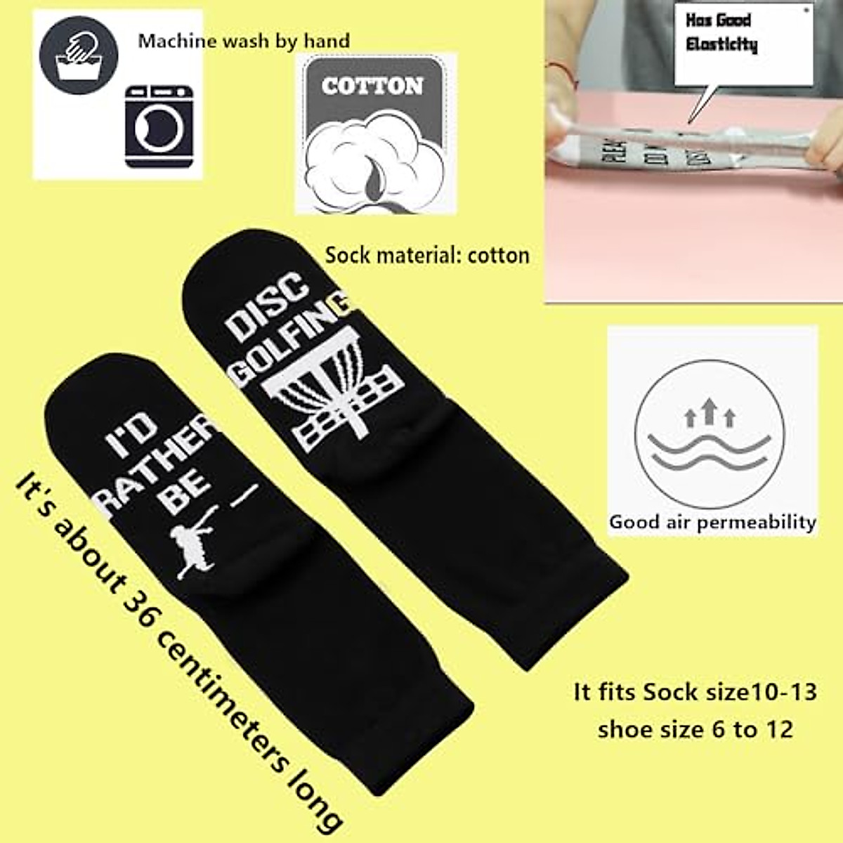 TSOTMO Disc Golf Socks Golfing Socks I'D Rather Be Disc Golfing Funny Socks For Disc Golf Lover Player