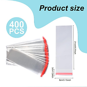 MSLOVE 400Pcs Popsicle Bags Sealable, Ice Cream Bags For Ice Pop, Self-adhesive Plastic Wrappers, 8.27in x 3.15in