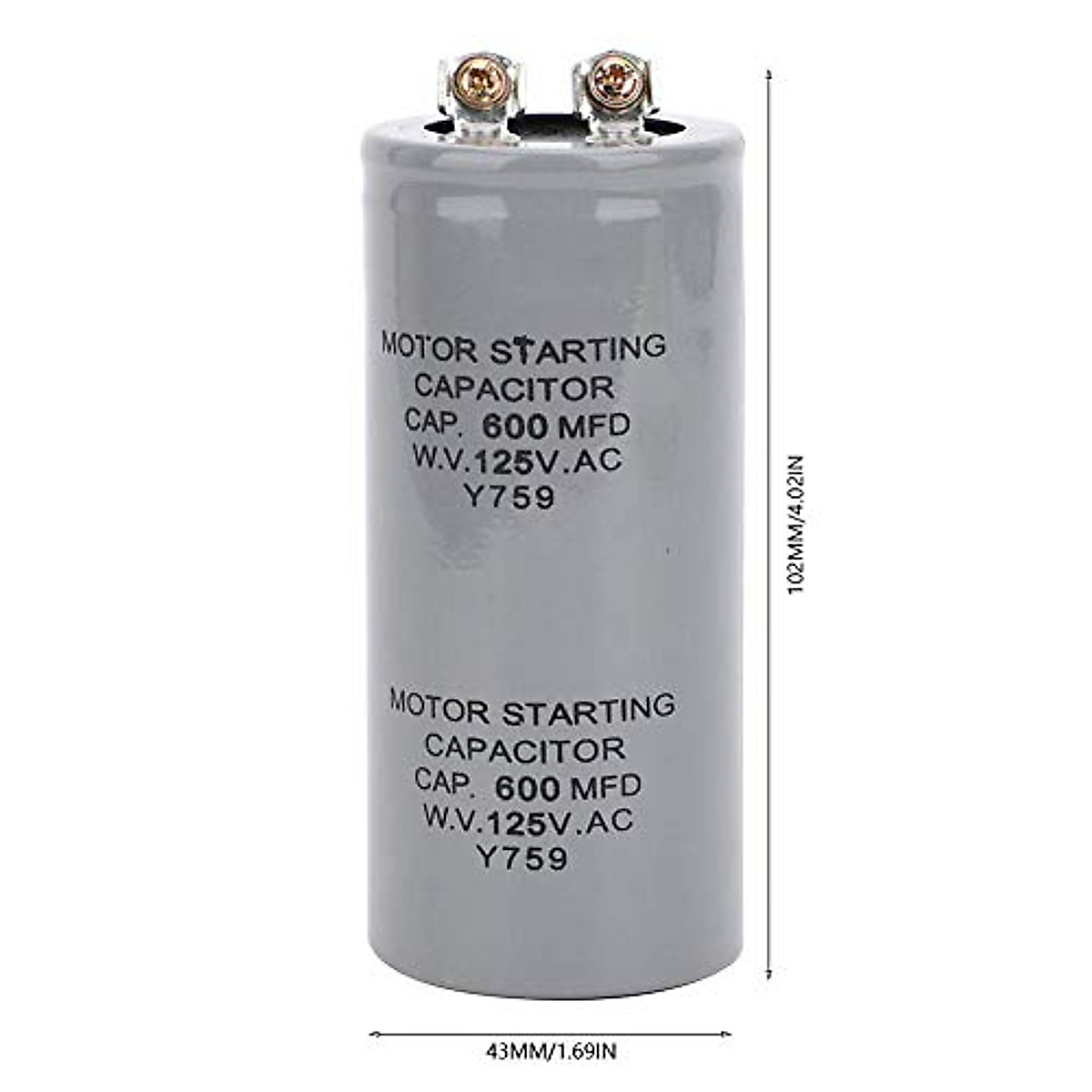 600MFD Motor Starting Capacitor 43x102mm Round Running Capacitor for Electric Motor and Fan, CD60 125VAC