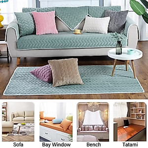 Dxcaicc Bay Window Seat Cushions Indoor Windowsill Pad Non-Slip Crystal Velvet Bench Cushion Living Room Home Decor Green Sill Mat for Tatami Sofa Bedroom 24 x 59 inches