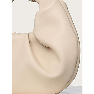 Verdusa Women's Ruched PU Leather Hobo Handbag Clutch Purse Apricot one-size