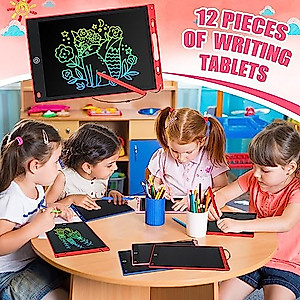 12 Pcs LCD Drawing Pad for Kids 12 Inch Doodle Board Bulk Colorful Erasable Drawing Tablet Writing Pad Reusable Electronic Toys Gifts for Girls Boys 8-10 3-10, Blue, Red, Pink