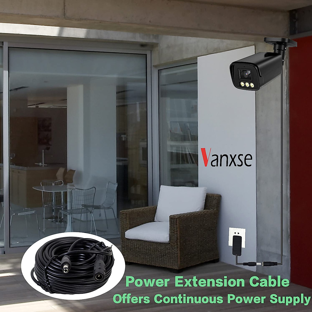Vanxse 10Meters-33FT Dc 12v CCTV Power Extension Cable 2.1x5.5mm Power Cord for CCTV Security Camera WiFi IP Surveillance Camera NVR Dvr LED Strip Router CCTV Microphone Reverse Backup Camera
