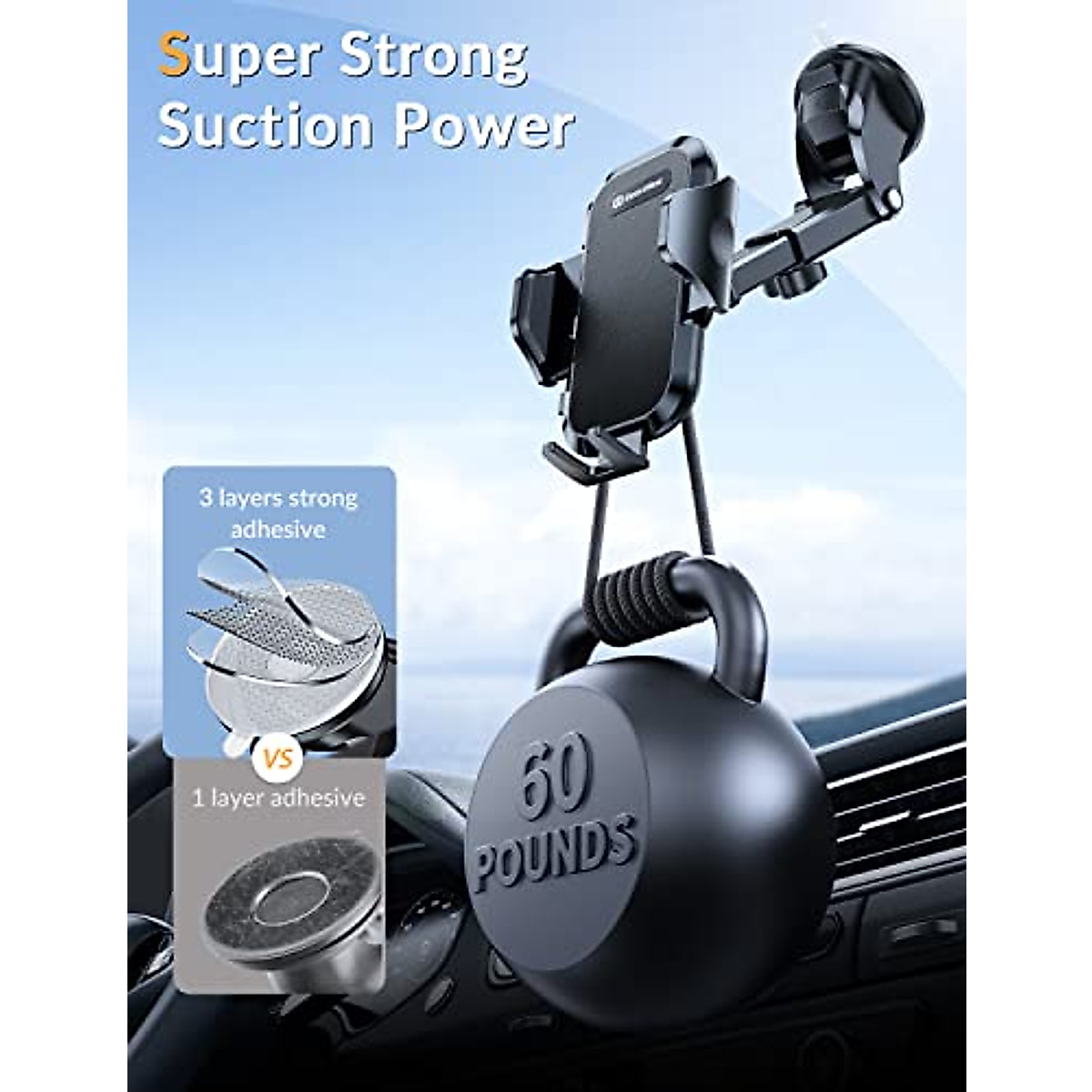 DesertWest [2023 Flagship] Car Phone Holder Mount,Universal Cell Phone Holder Car Dashboard Windshield Air Vent Compatible with iPhone 14 Pro Max 13 12 11 X XS 8 7, Galaxy S23 S22 All Phones