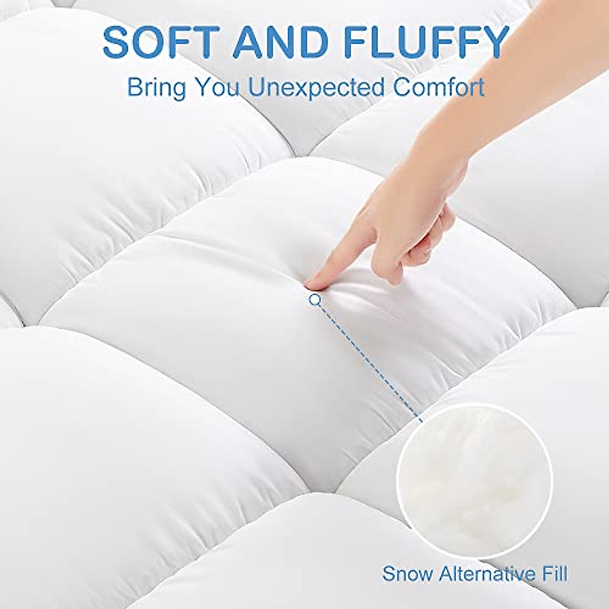 LIANLAM Mattress Topper for Back Pain Relief, Soft Mattress Protector Cover with 8"-21" Deep Pocket (White, King)