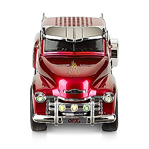 QFX BT-1953 Hot Rod Pick Up Truck Replica Speaker with Built-in Microphone, Led Party Lights, FM Radio, Red