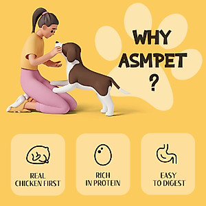 ASMPET Chicken Jerky Dog Treats, Natural Dog Treats Made with Real Breast Healthy Low Fat Dog Treats for Small Dogs Medium Dogs 1% Taurine High Protein Dog Snacks No Artificial Flavors