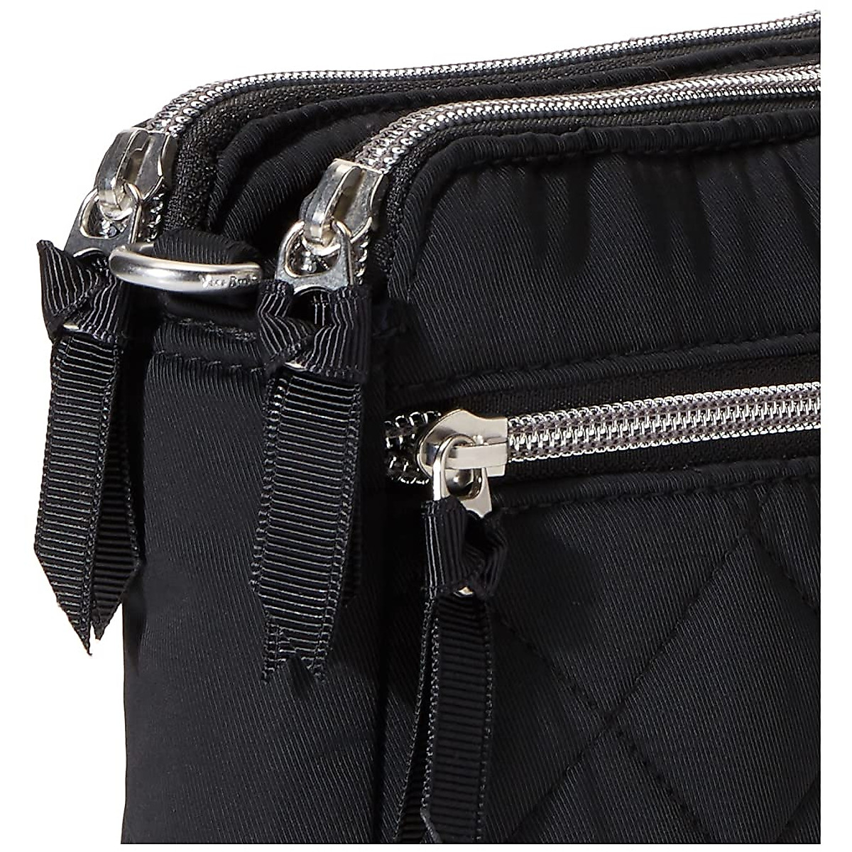 Vera Bradley Women's Performance Twill RFID Medium Triple Compartment Crossbody Purse, Black, One Size