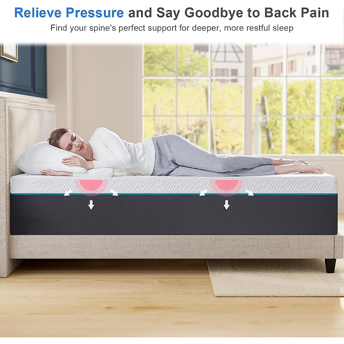 Twolike Firm Queen Size Mattress,12-Inch Queen Foam Mattress in Box,Edges Support for Sleep Supportive,60" X 80" X 12"