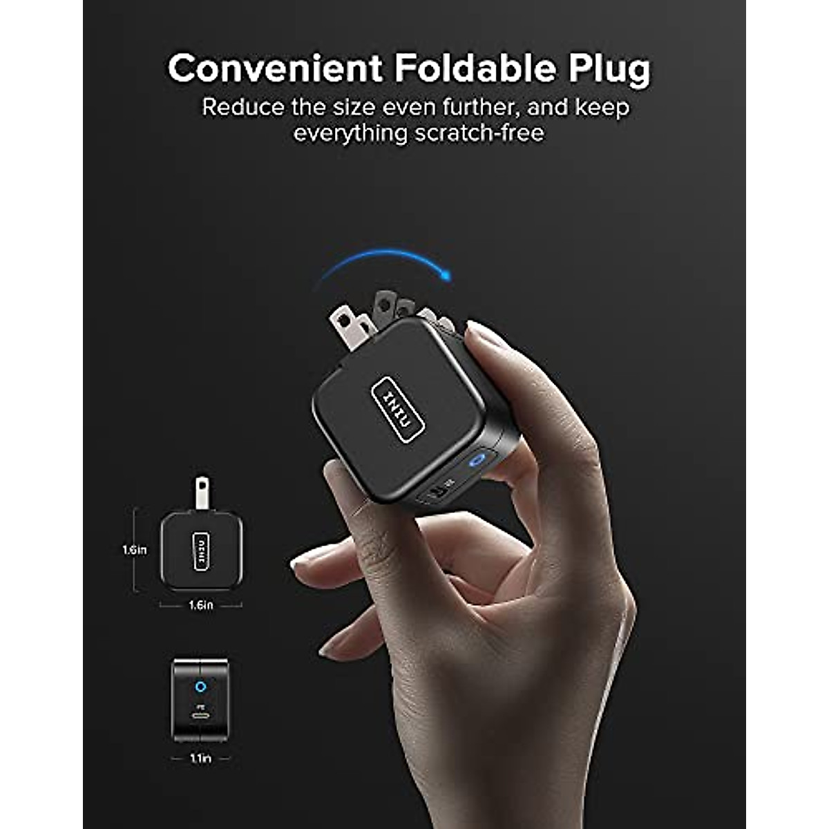 USB C Charger, INIU 20W PD3.0 Fast Charging Wall Charger with Foldable Plug, Universal USB Type C Power Adapter Block Compatible with iPhone 13 12 11 Pro XS X 8 Samsung S20 iPad Pro AirPods Google etc